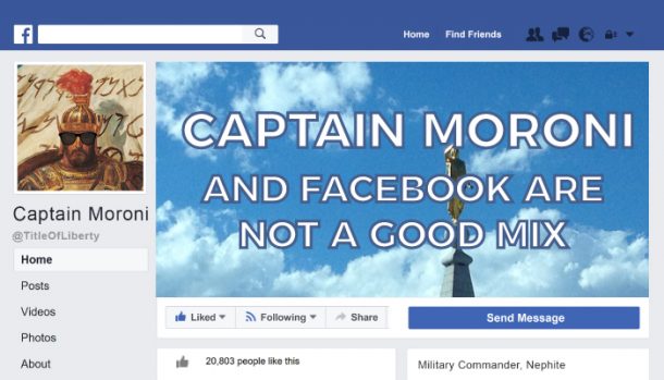 Captain Moroni and Facebook Are Not a Good Mix - Add Faith