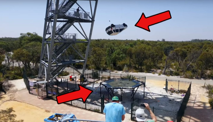 VIRAL: Latter-day Saint Engineer Drops a Car 150 FT. Onto a Trampoline ...
